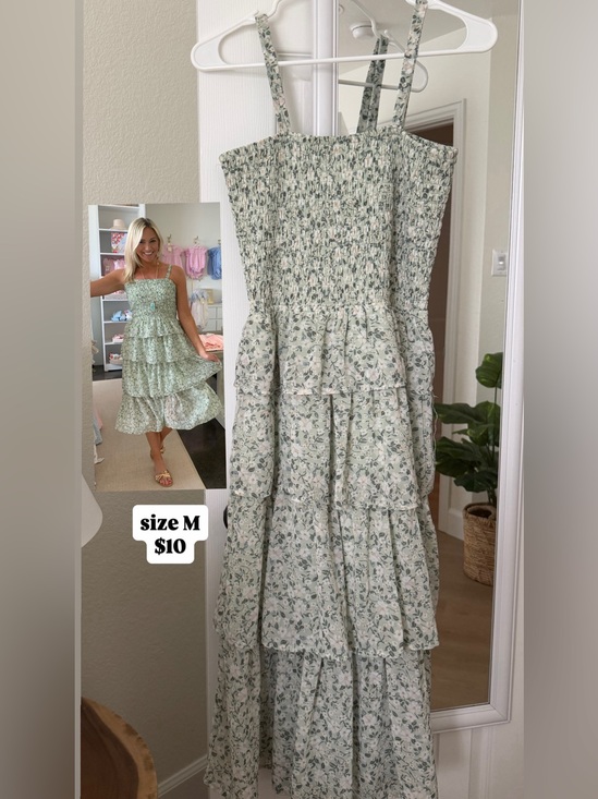 Dresses | Green Floral Dress | Poshmark